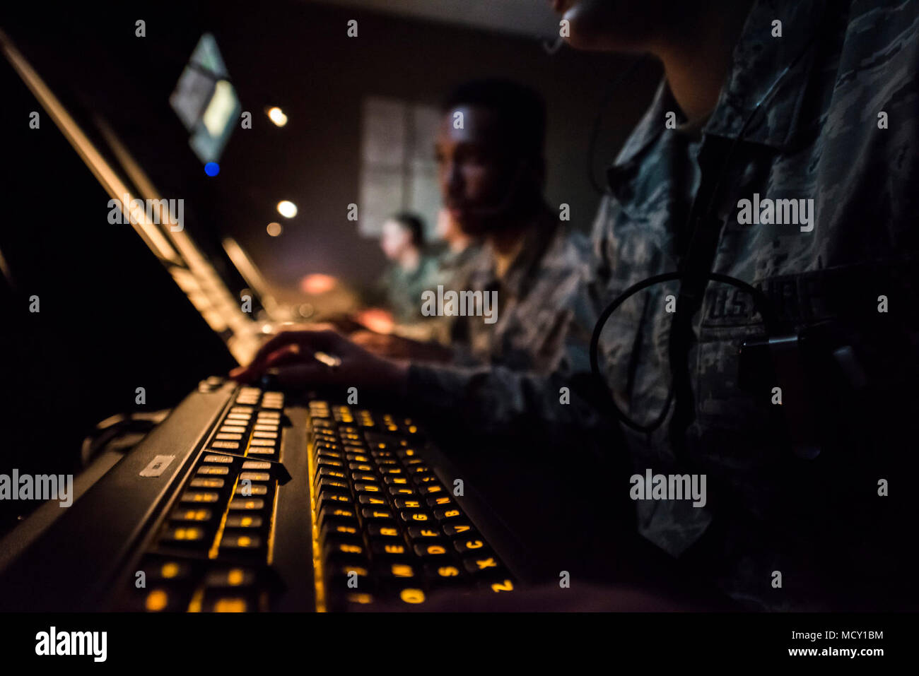 Air traffic controllers train on simulators in the Radar Approach ...