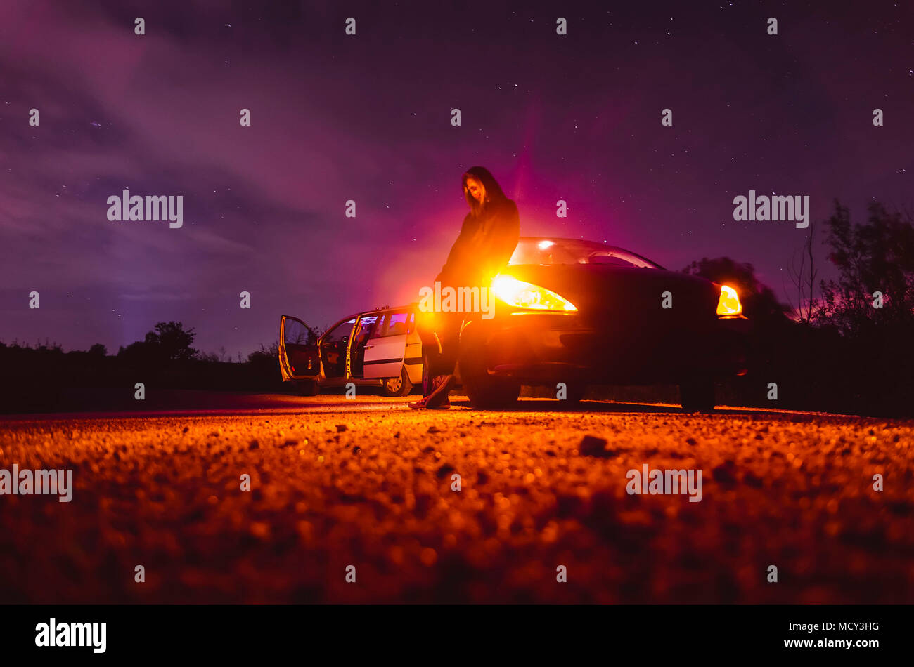 Scary road night car hi-res stock photography and images - Alamy