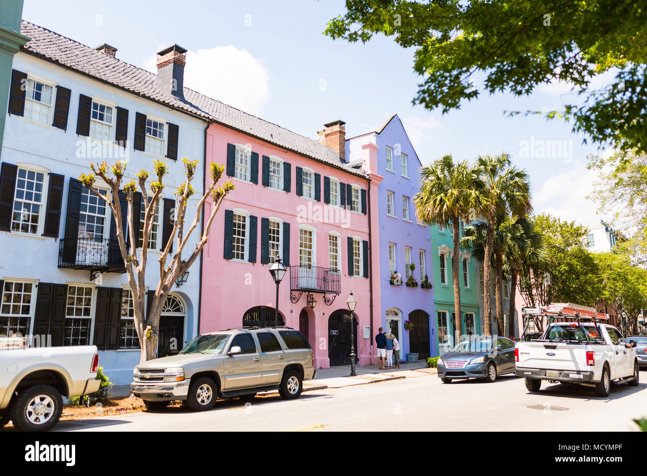 Historic Homes on Rainbow Row, Charleston, South Carolina, USA Stock ...