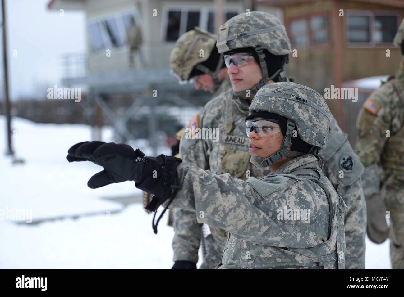 Pvt. Alexis Holmes and Sgt. Anthony Juneau of 109th Transportation ...