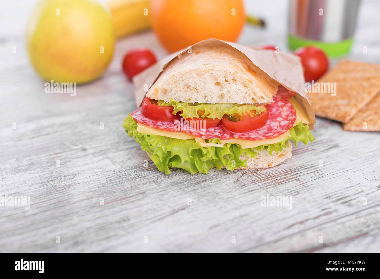 Cut ham sandwich on table hi-res stock photography and images - Alamy
