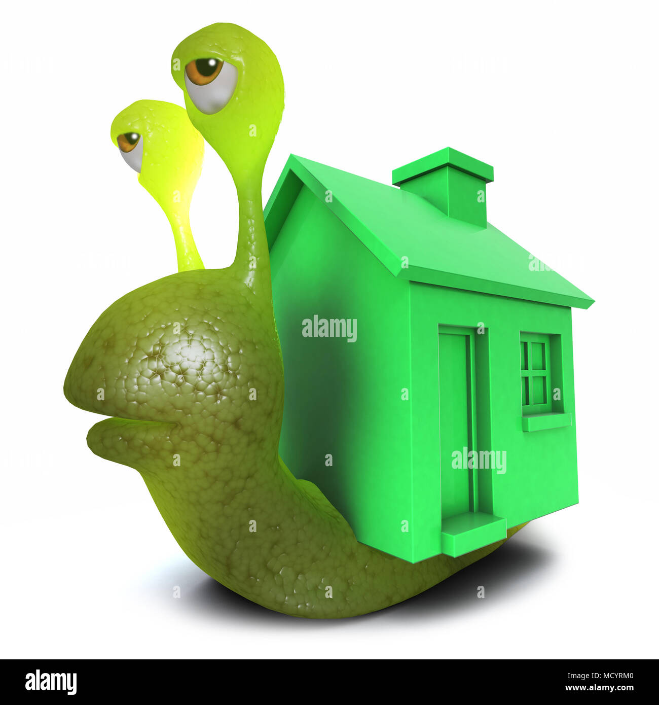 3d render of a funny cartoon snail character wearing a greenhouse ...