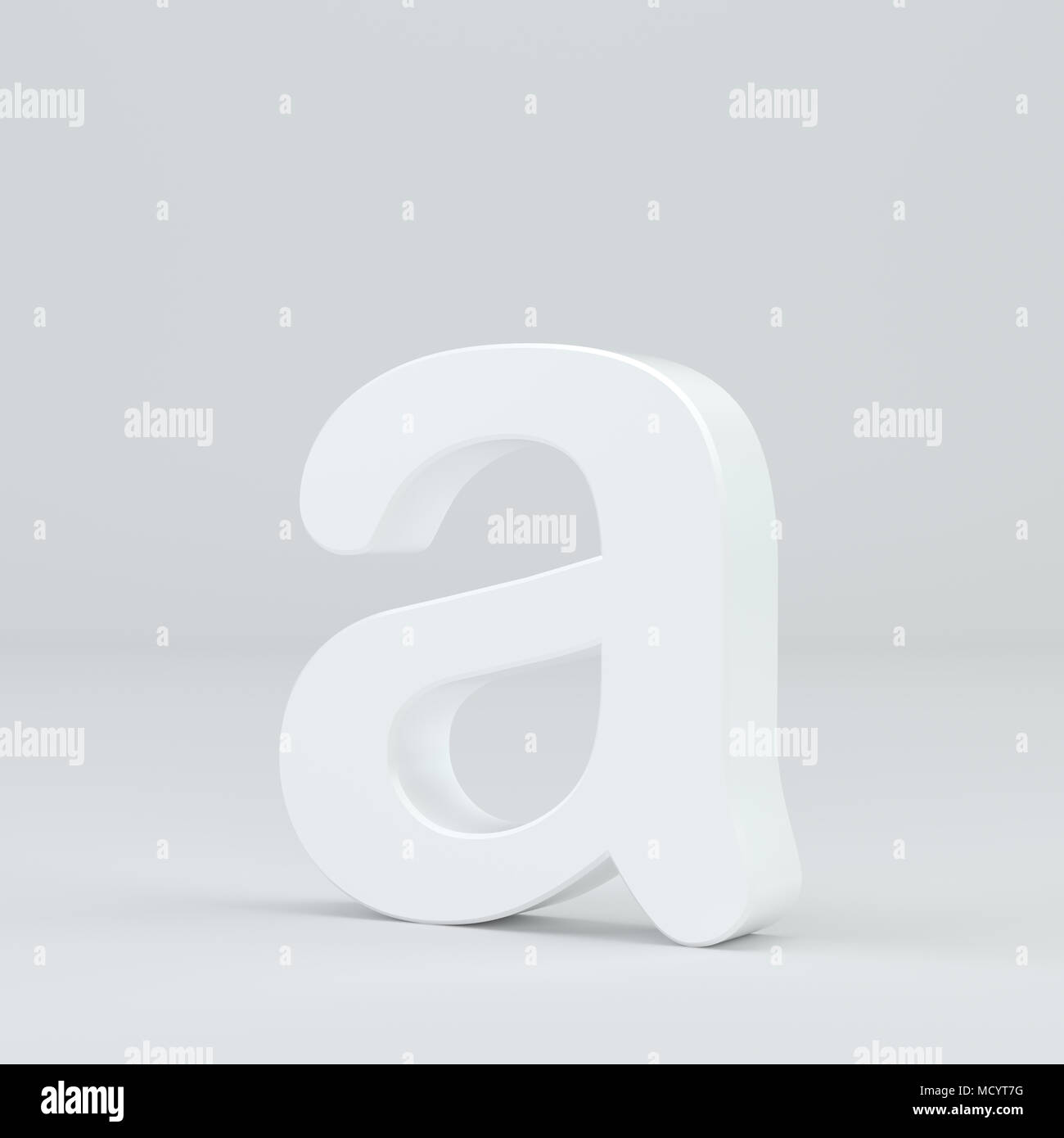 White small letter A on studio light background. 3d rendering Stock ...