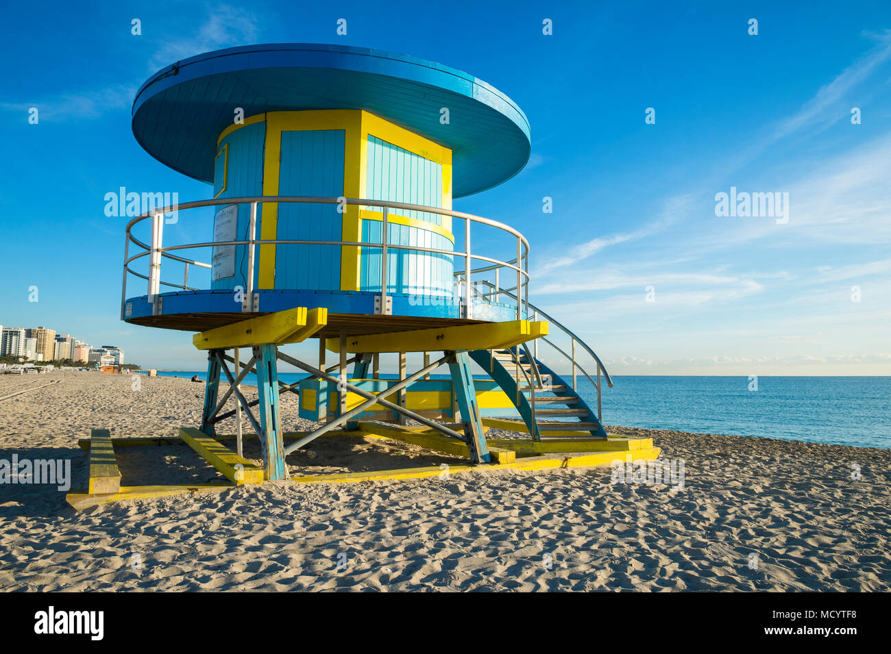 Bright scenic morning view of an iconic, brightly painted, circular ...