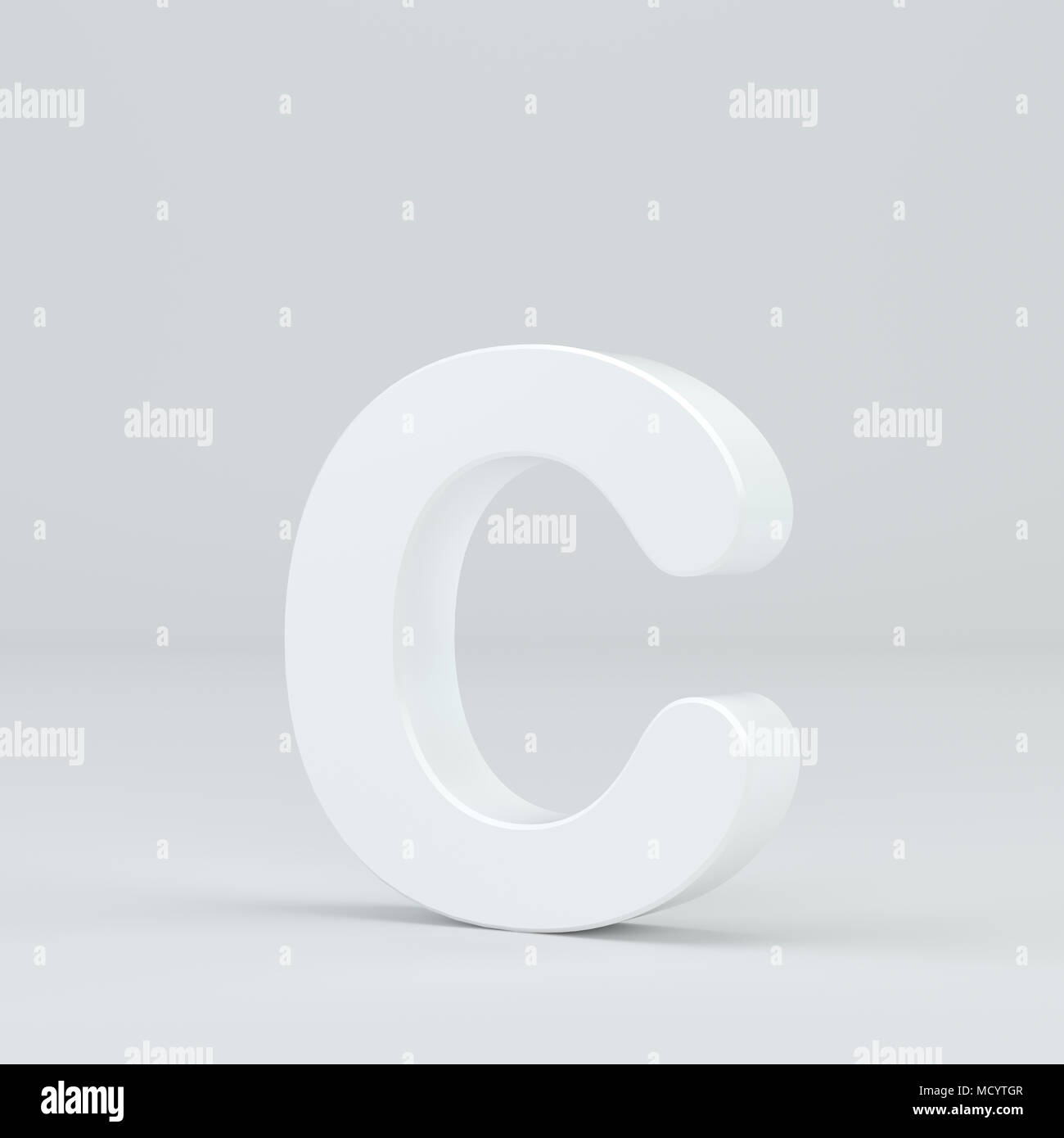 White small letter C on studio light background. 3d rendering Stock ...