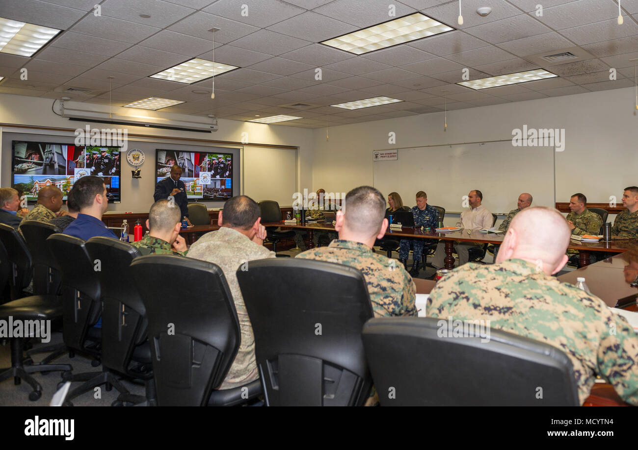 Marine Corps War College students attend a lecture given by Gen. Darren ...