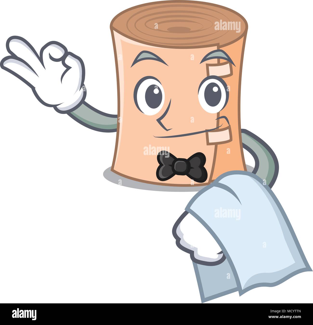 Waiter medical gauze mascot cartoon vector illustration Stock Vector ...