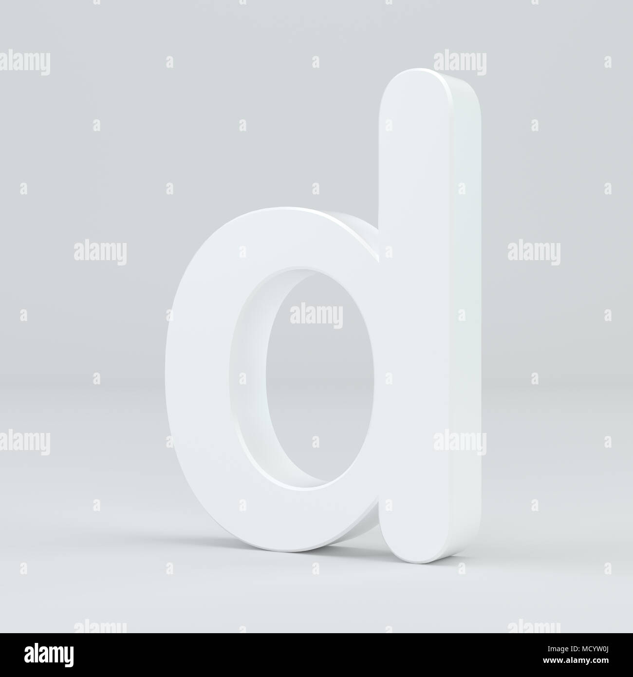 White small letter D on studio light background. 3d rendering Stock ...