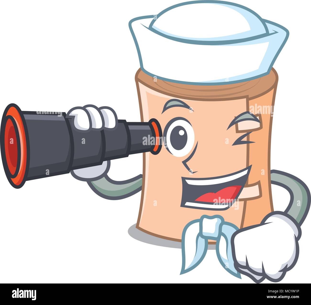 Sailor with binocular medical gauze mascot cartoon vector illustration ...