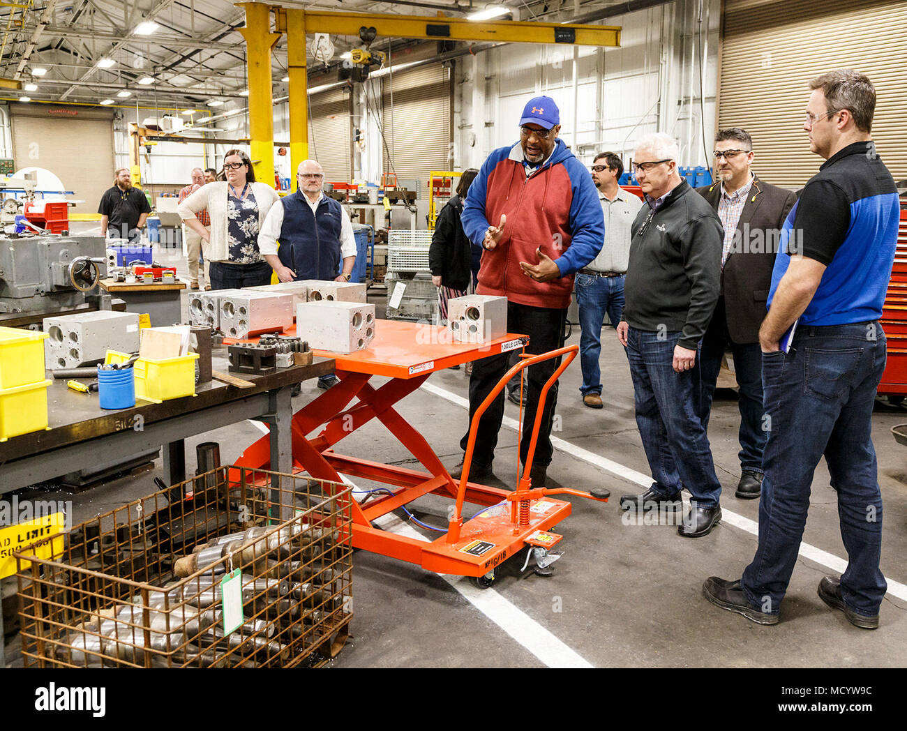 Stacey Hill, center, a machinist leader in Anniston Army Depot’s ...