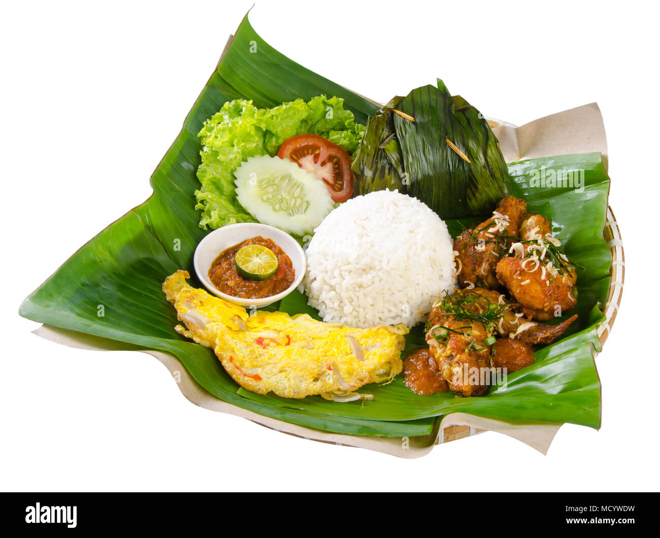 Indonesian traditional food, chicken, fish, vegetables Stock Photo - Alamy