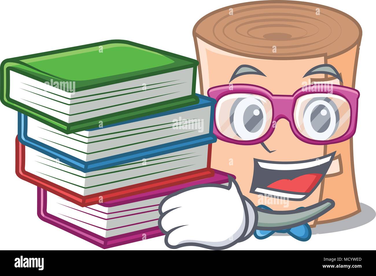 Student with book medical gauze mascot cartoon vector illustration ...