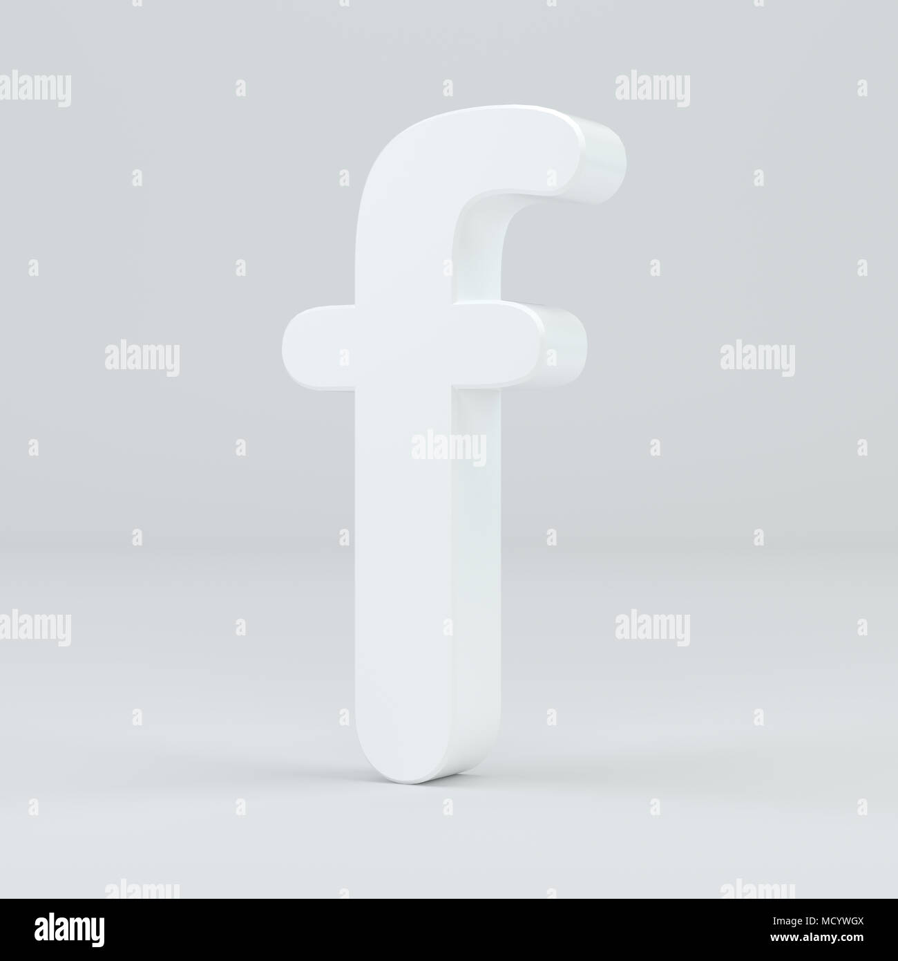 White small letter F on studio light background. 3d rendering Stock ...