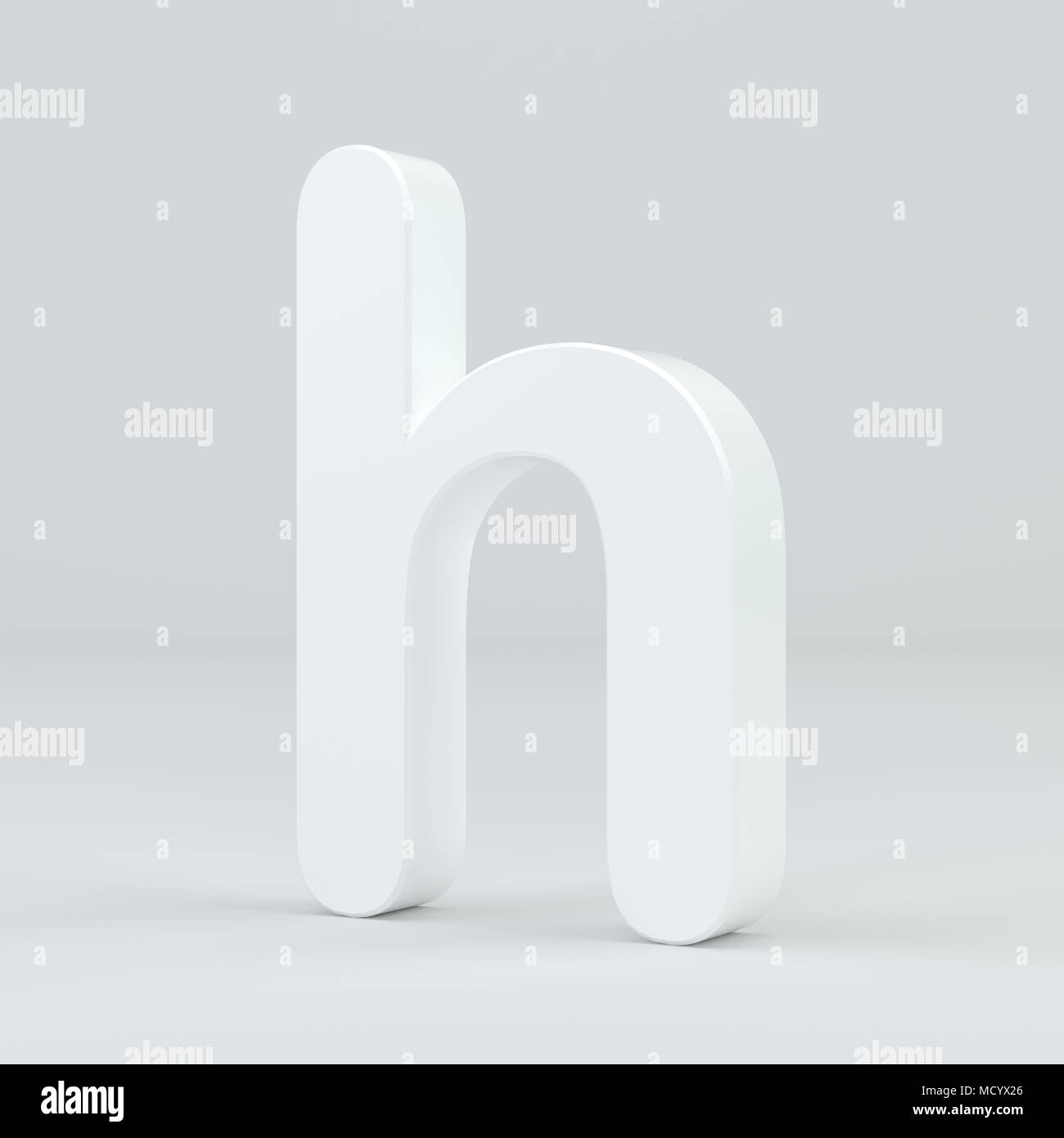 White small letter H on studio light background. 3d rendering Stock ...