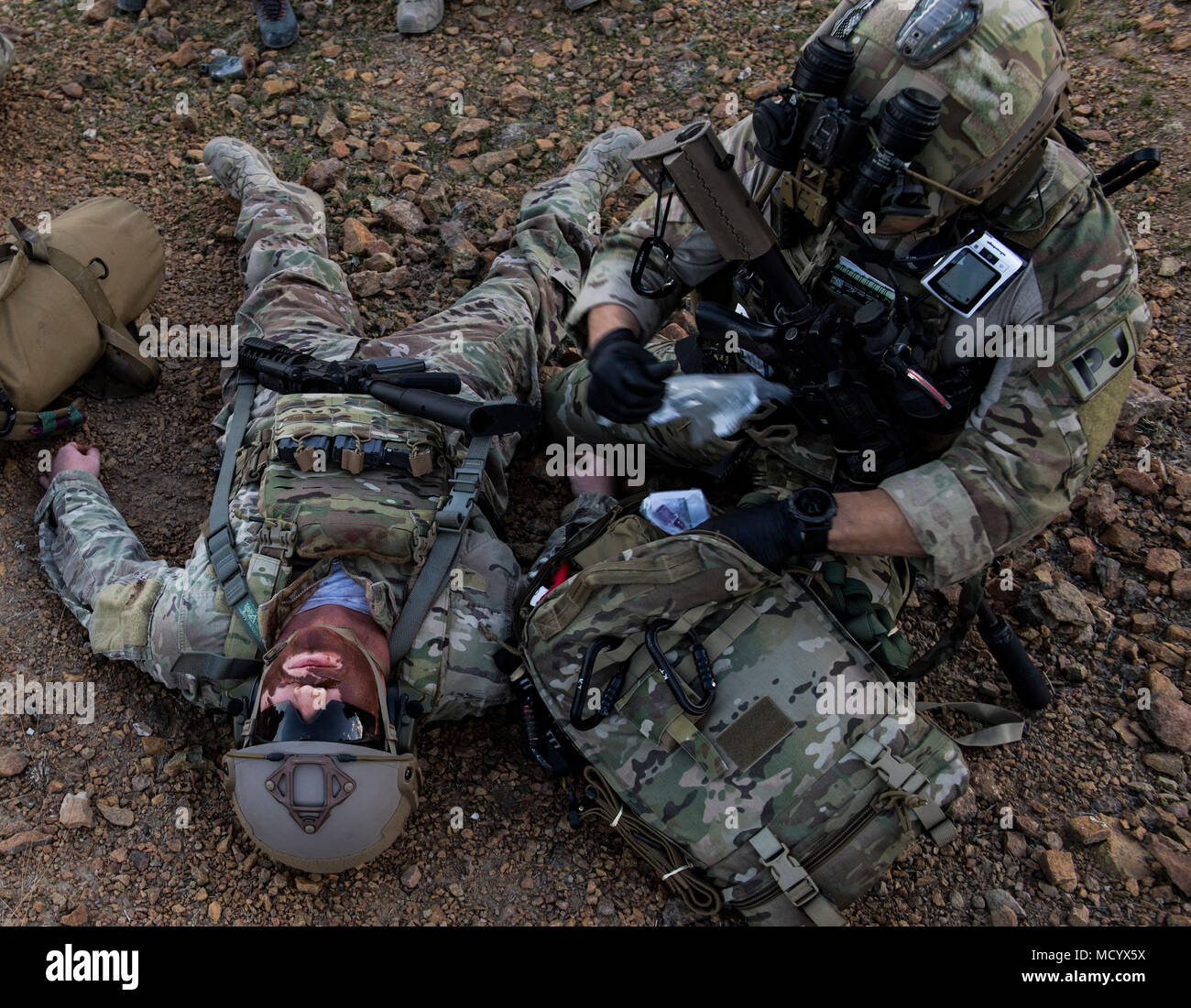 A U.S. Air Force pararescueman, assigned to the 83rd Expeditionary ...