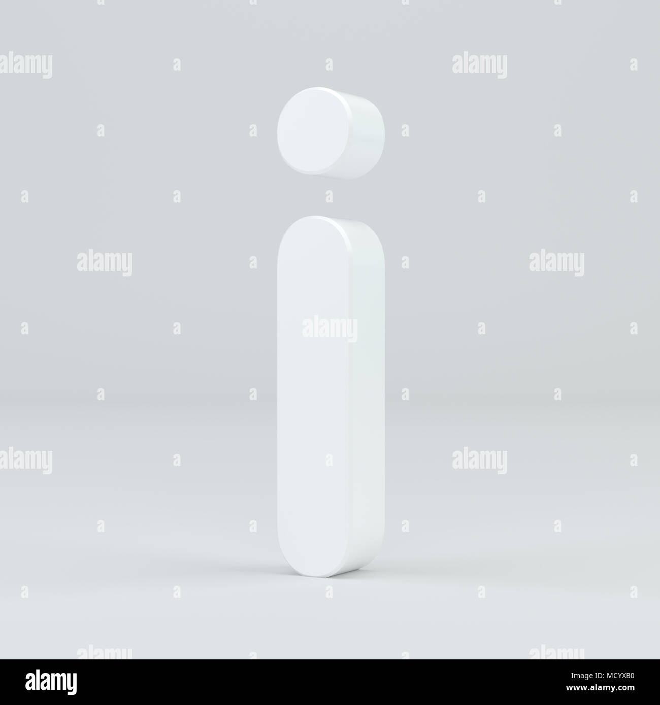 White small letter I on studio light background. 3d rendering Stock ...