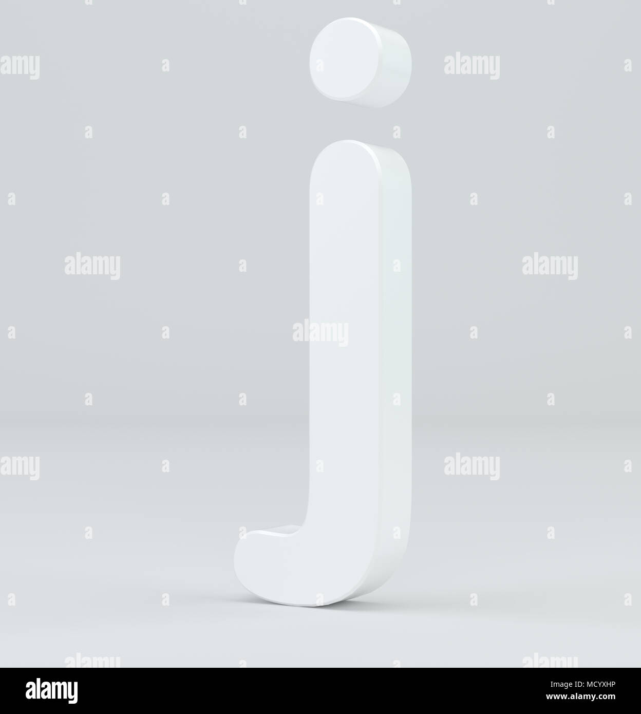 White small letter J on studio light background. 3d rendering Stock ...