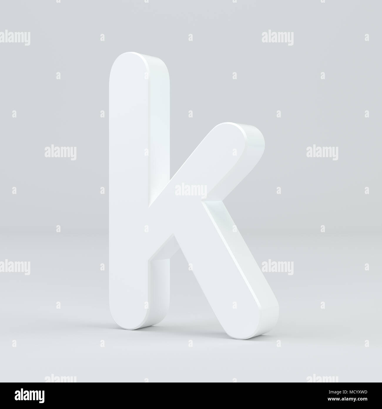 White small letter K on studio light background. 3d rendering Stock ...