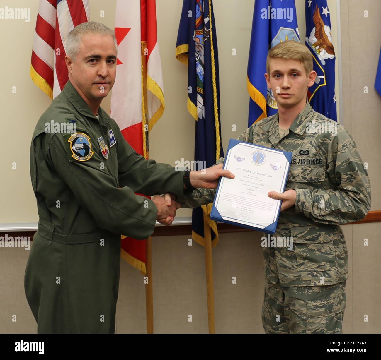Airman 1st Class Ben Olsen-Russell was promoted on Feb. 28 during a ...