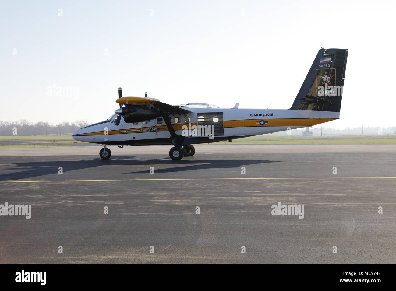 The United States Army Parachute Team's UV-18C(Twin Otter) prepares for ...