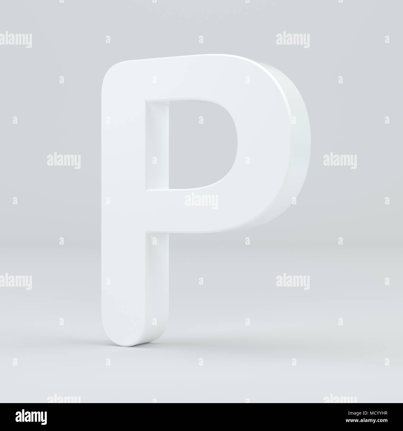 White letter P on studio light background. 3d rendering Stock Photo - Alamy
