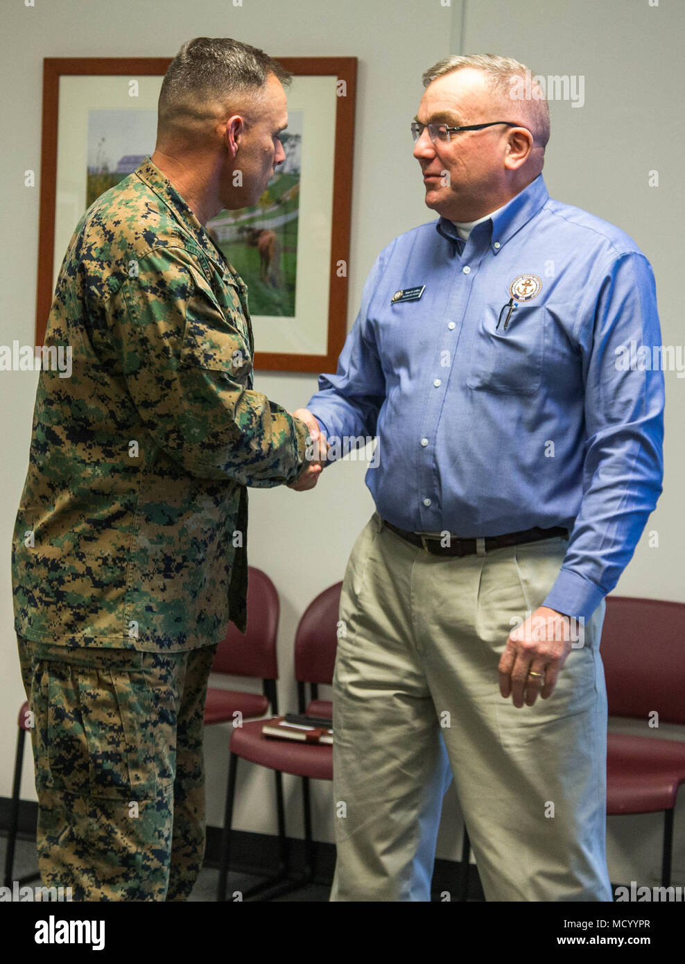U.S. Marine Corps Maj. Gen. Matthew G. Glavy, left, the commanding ...
