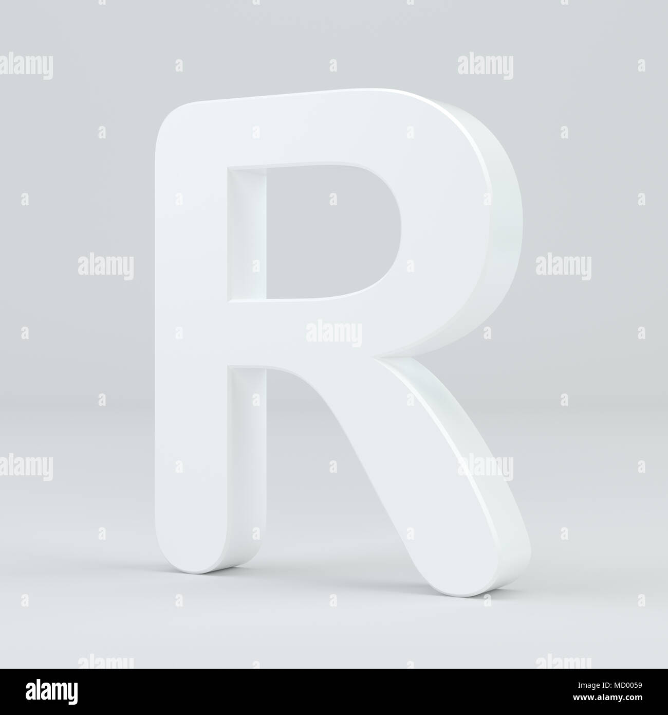 White letter R on studio light background. 3d rendering Stock Photo - Alamy