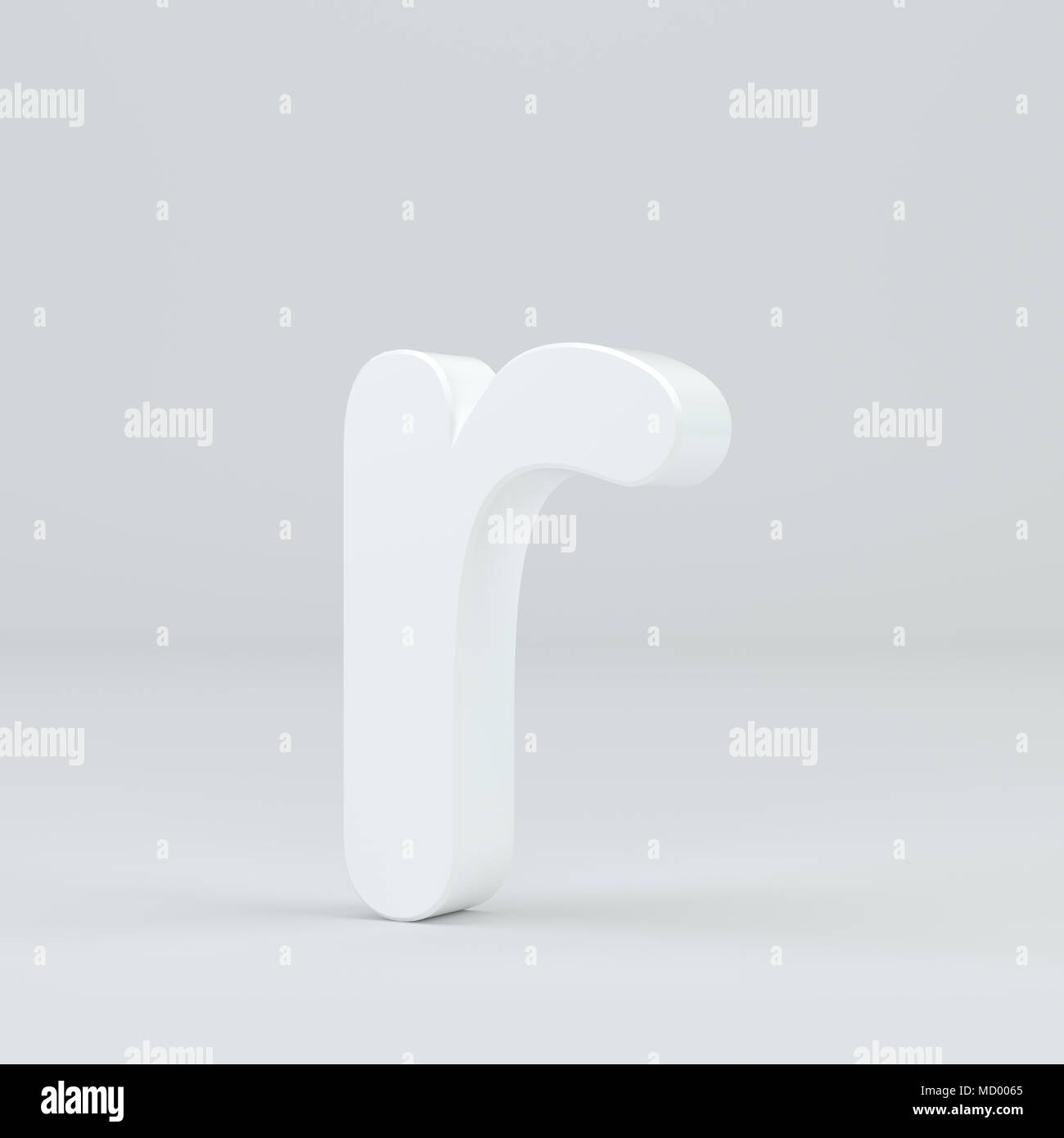 White small letter R on studio light background. 3d rendering Stock ...