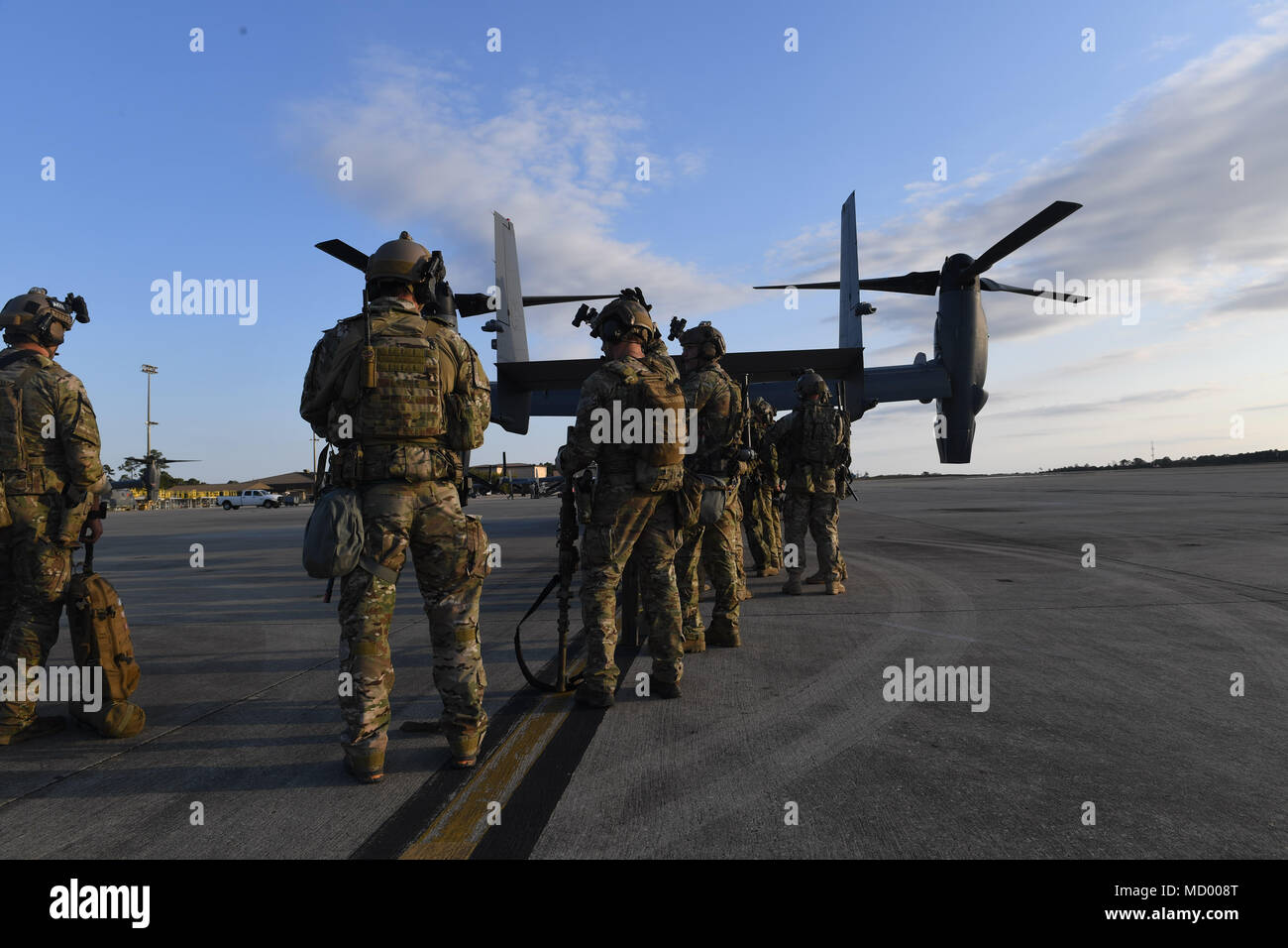 U.S. Army special forces members load onto a CV-22 Osprey at Hurlburt ...