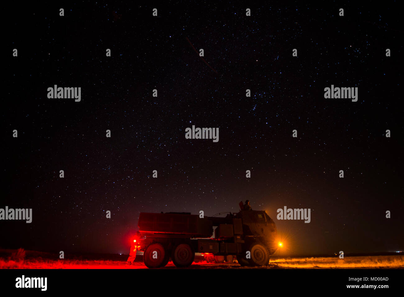 A U.S. Marine Corps high-mobility artillery rocket system (HIMARS ...