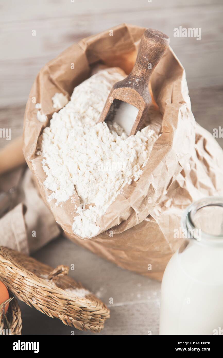 Top view flour milk hi-res stock photography and images - Alamy