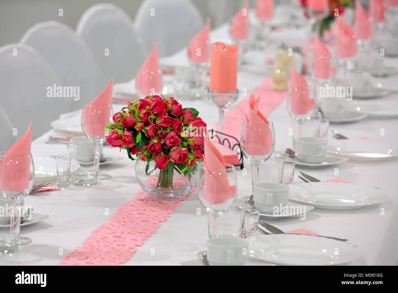 Table set for event party or wedding reception Stock Photo - Alamy