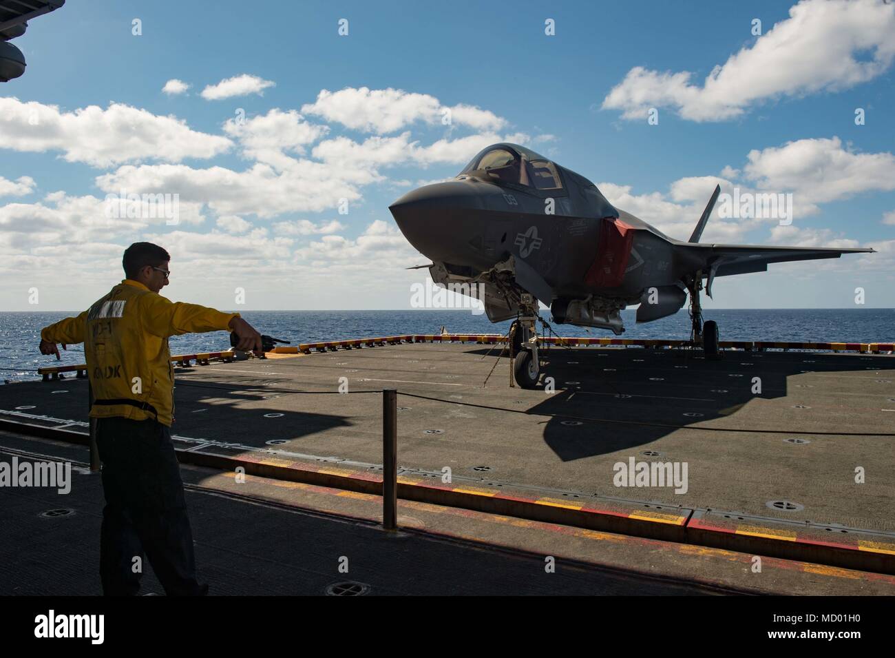 180311-N-XB010-0001 EAST CHINA SEA (March 11, 2018) Aviation Boatswain ...