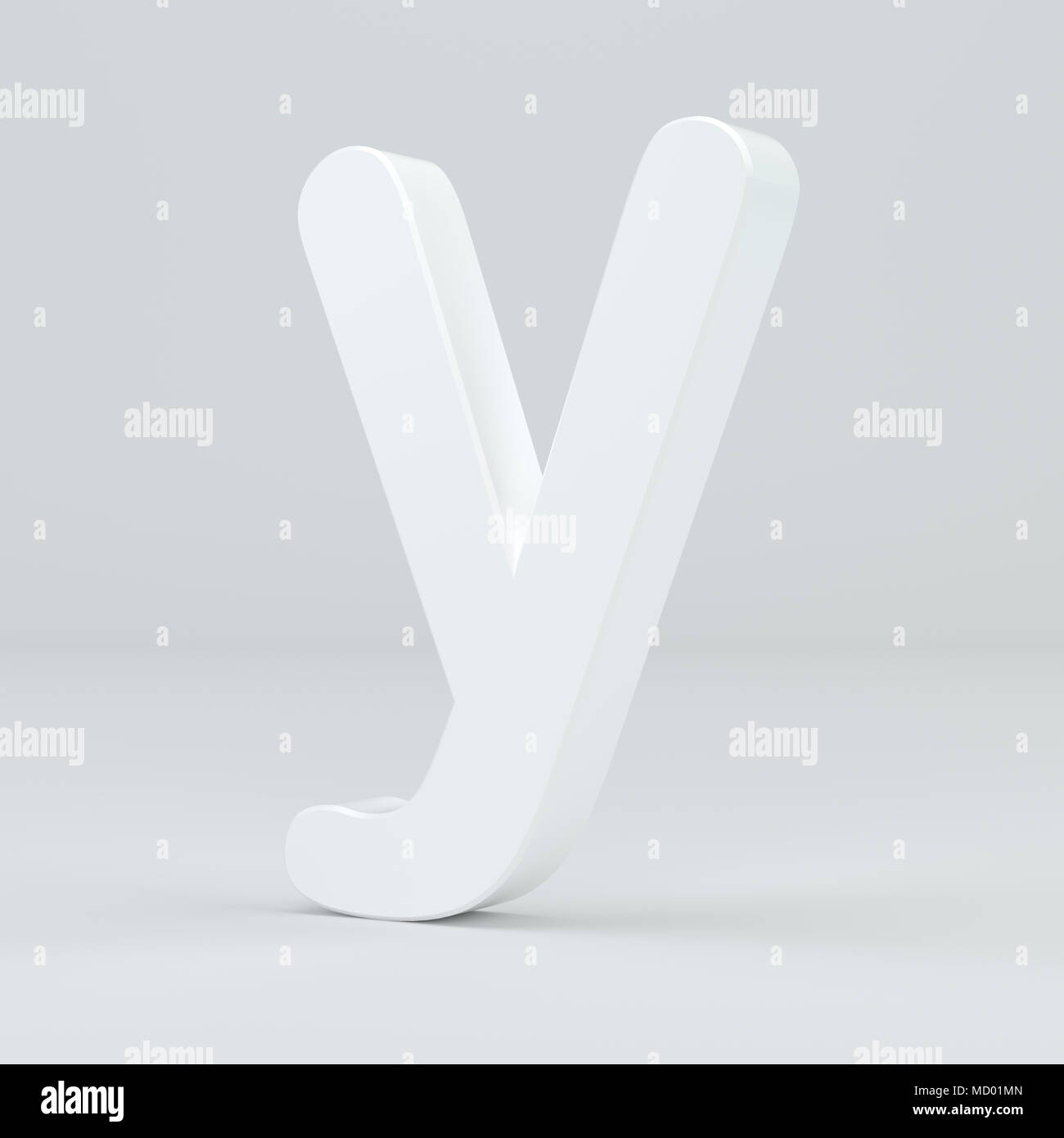 White small letter Y on studio light background. 3d rendering Stock ...