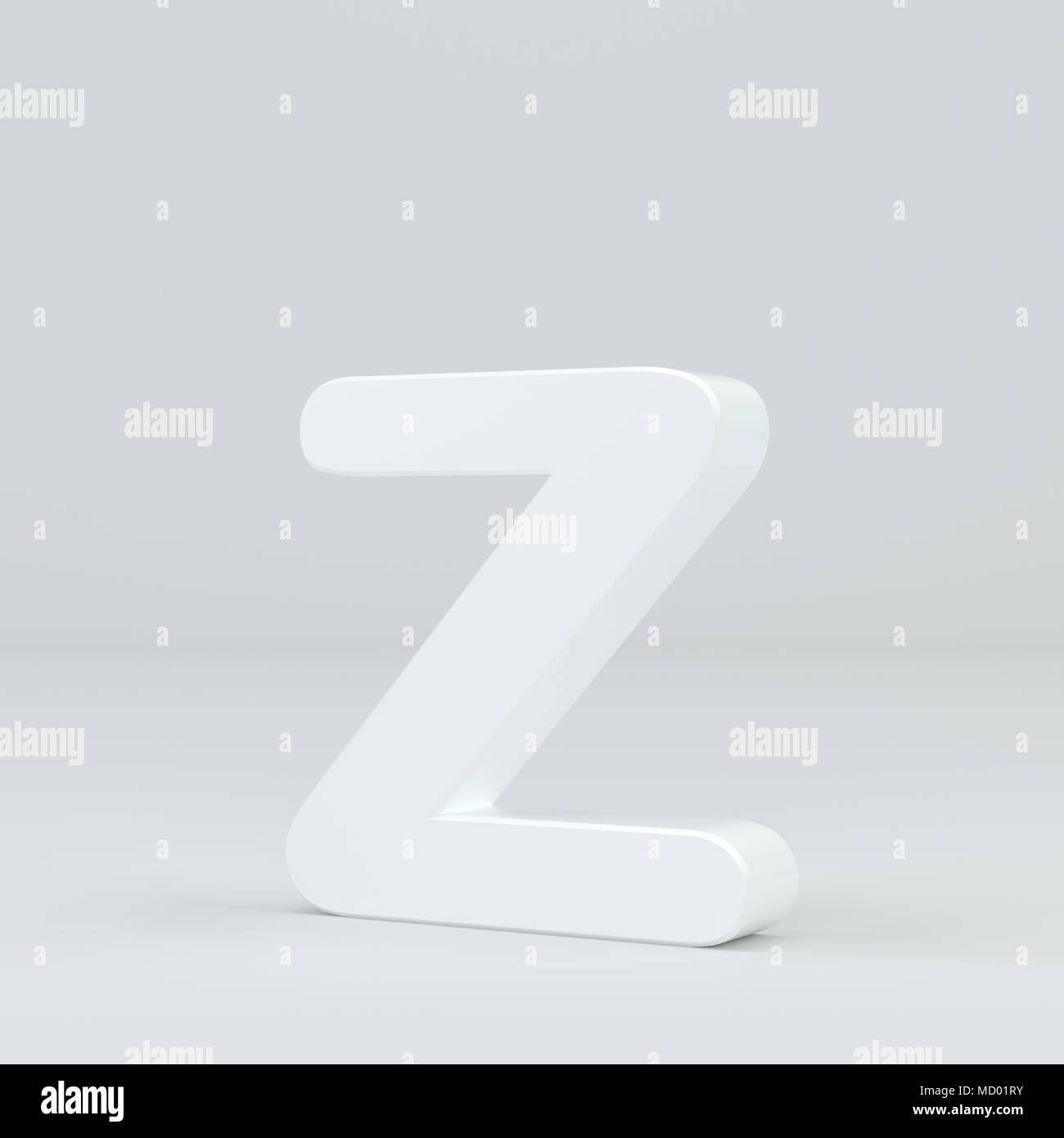 White small letter Z on studio light background. 3d rendering Stock ...