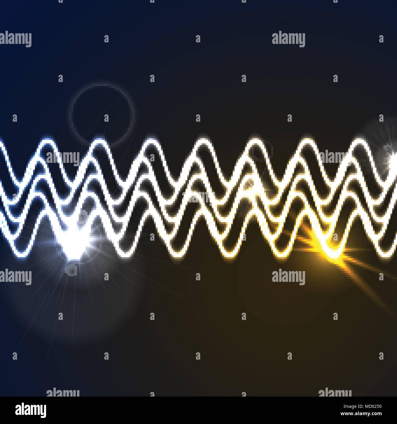 Glowing neon abstract waveform background with lens flares. Vector ...