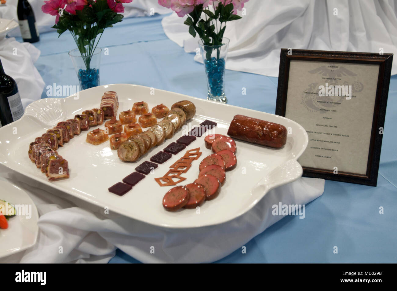 United States Marine Corps Culinary Arts Team displays a cold pork ...