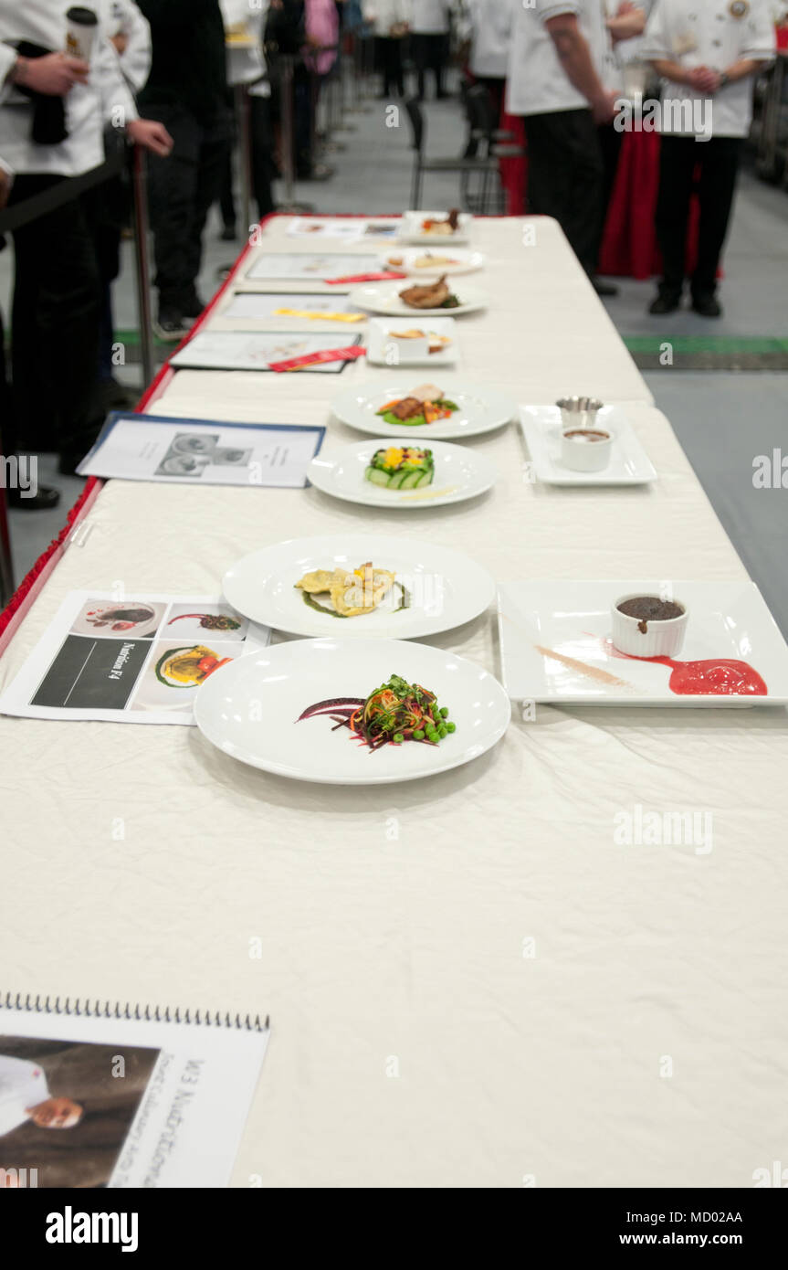Completed dishes are set out for judges to view during the Joint ...