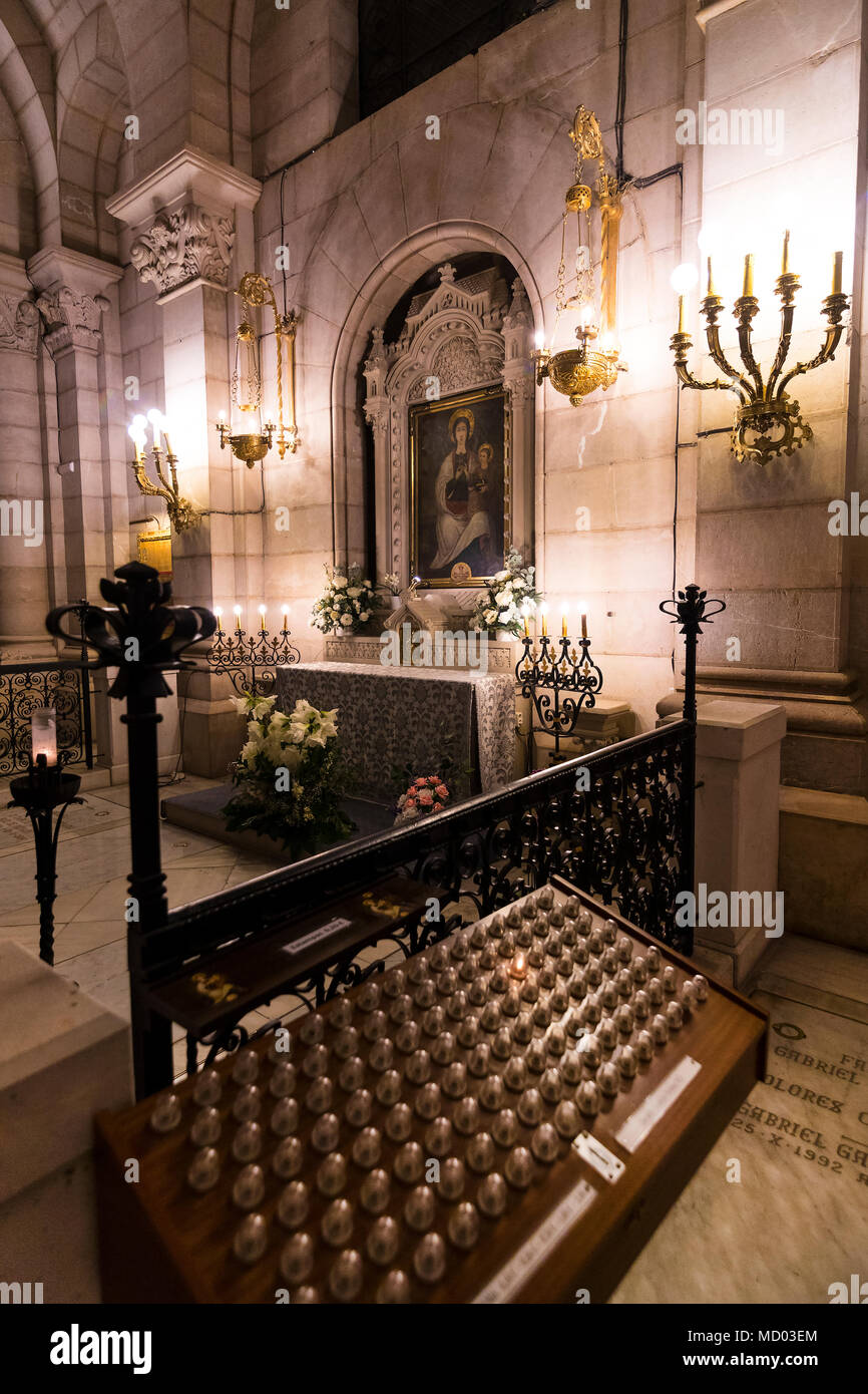 MADRID, SPAIN - 30 MARCH, 2018: Interior of the crypt Almudena ...