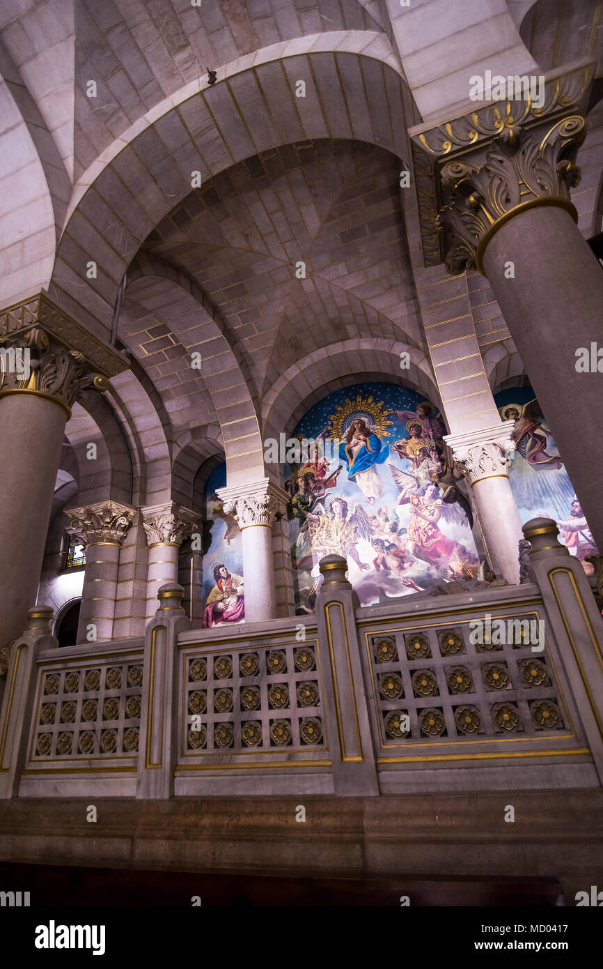 MADRID, SPAIN - 30 MARCH, 2018: Interior of the crypt Almudena ...