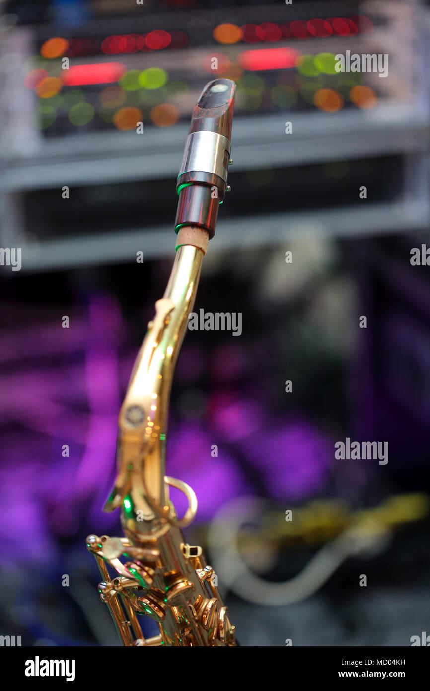 saxophone on stage before the performance Stock Photo - Alamy