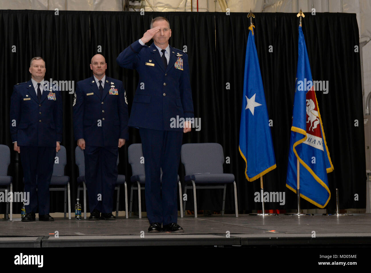 Col. James P. Ryan, commander 157th Air Refueling Wing, renders a final ...