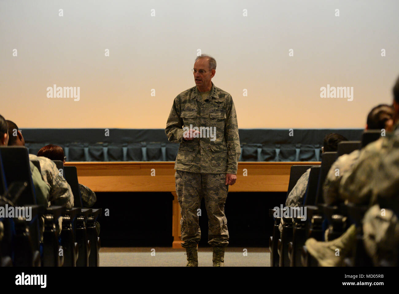 Air Force Surgeon General Lt. Gen. (Dr.) Mark Ediger speaks to Airmen ...