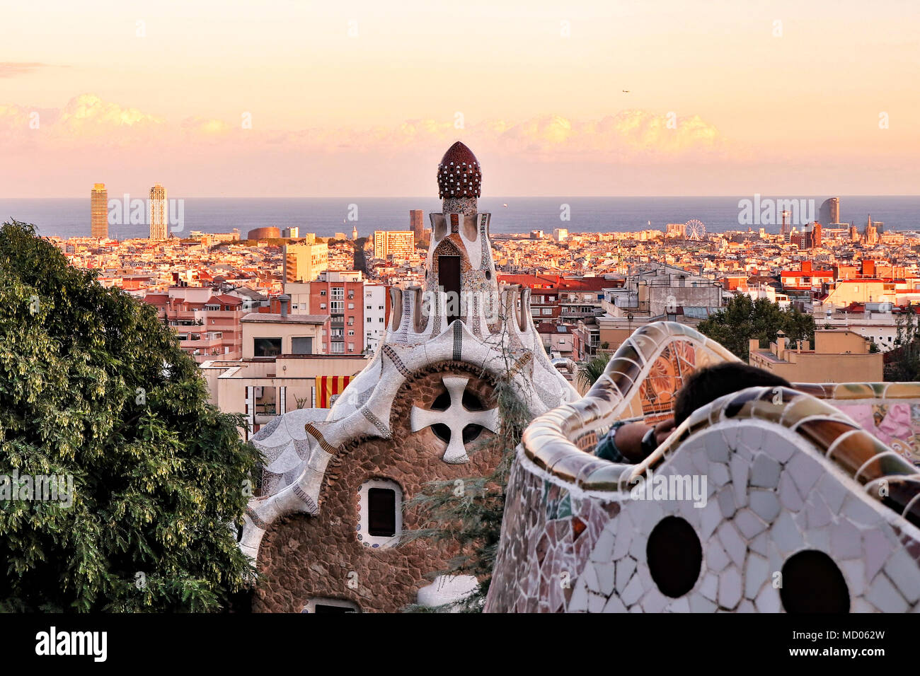 Beautiful Parc Guell, a Gaudi masterpiece, in Barcelona Stock Photo - Alamy