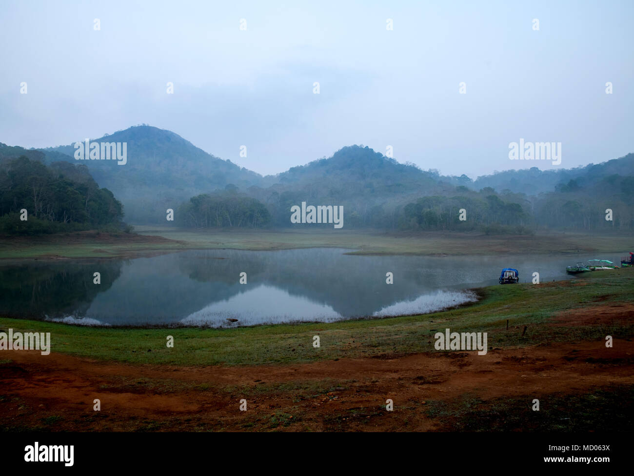 Beautiful view of boating in thekkady lake and periyar tiger reserve ...