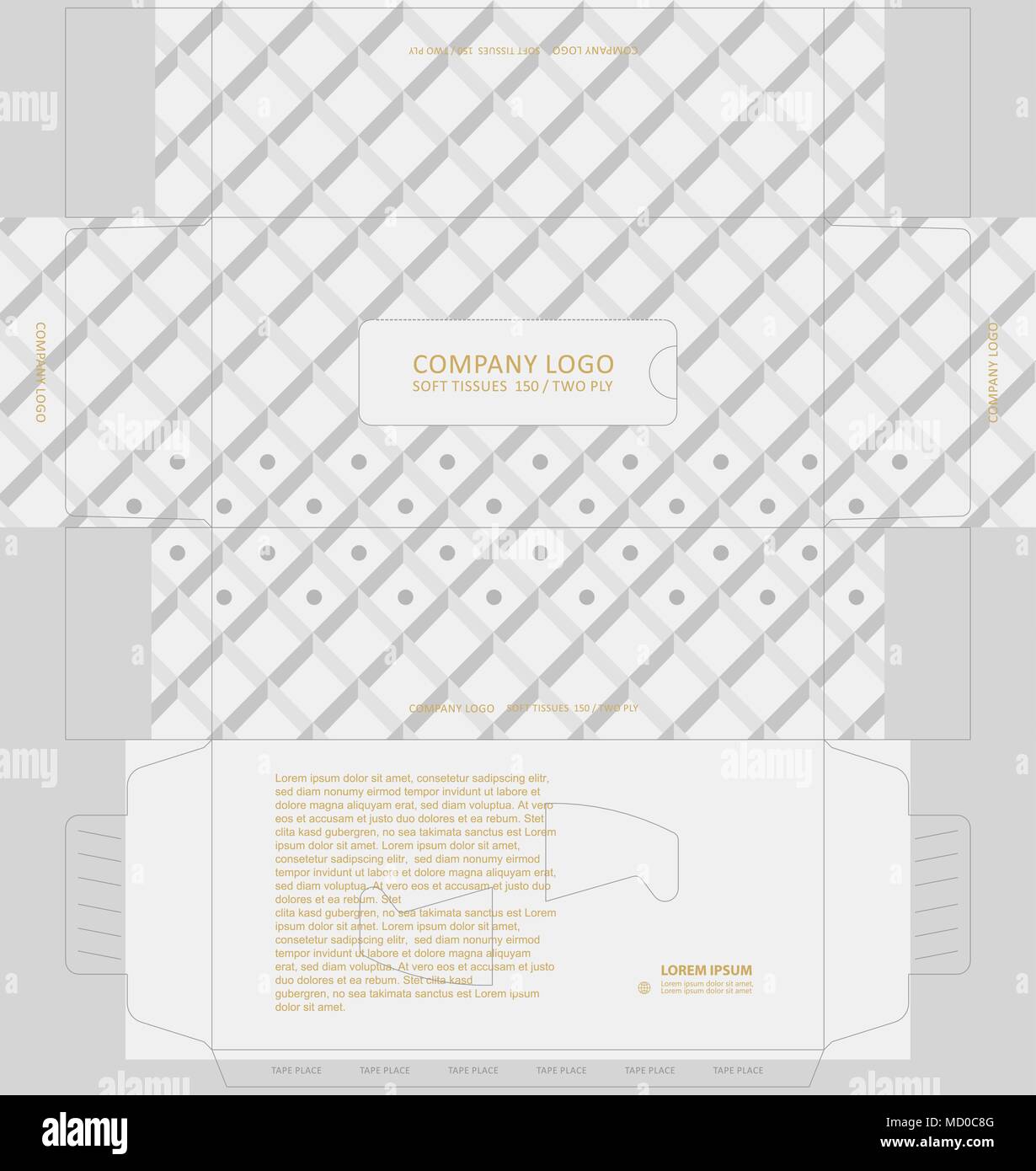 Lozenge pattern with dots on white box. Tissue box template concept ...