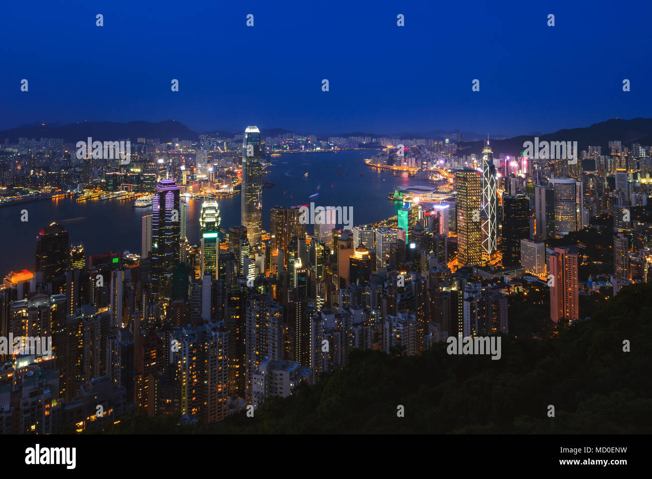 Hong Kong cityscape at night. View from Peak Stock Photo - Alamy