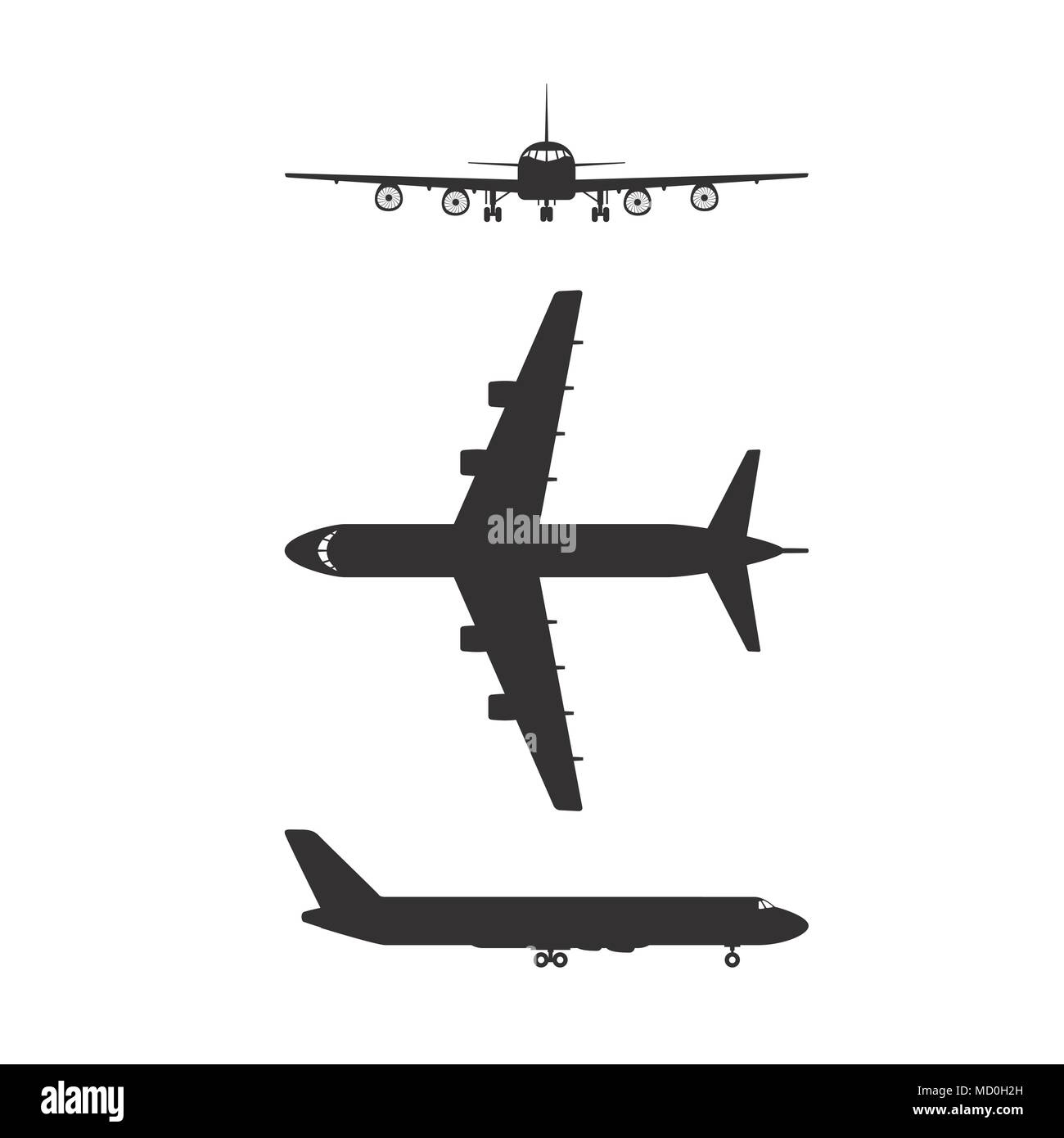 Vector of airplane icon in different view isolated on white background ...