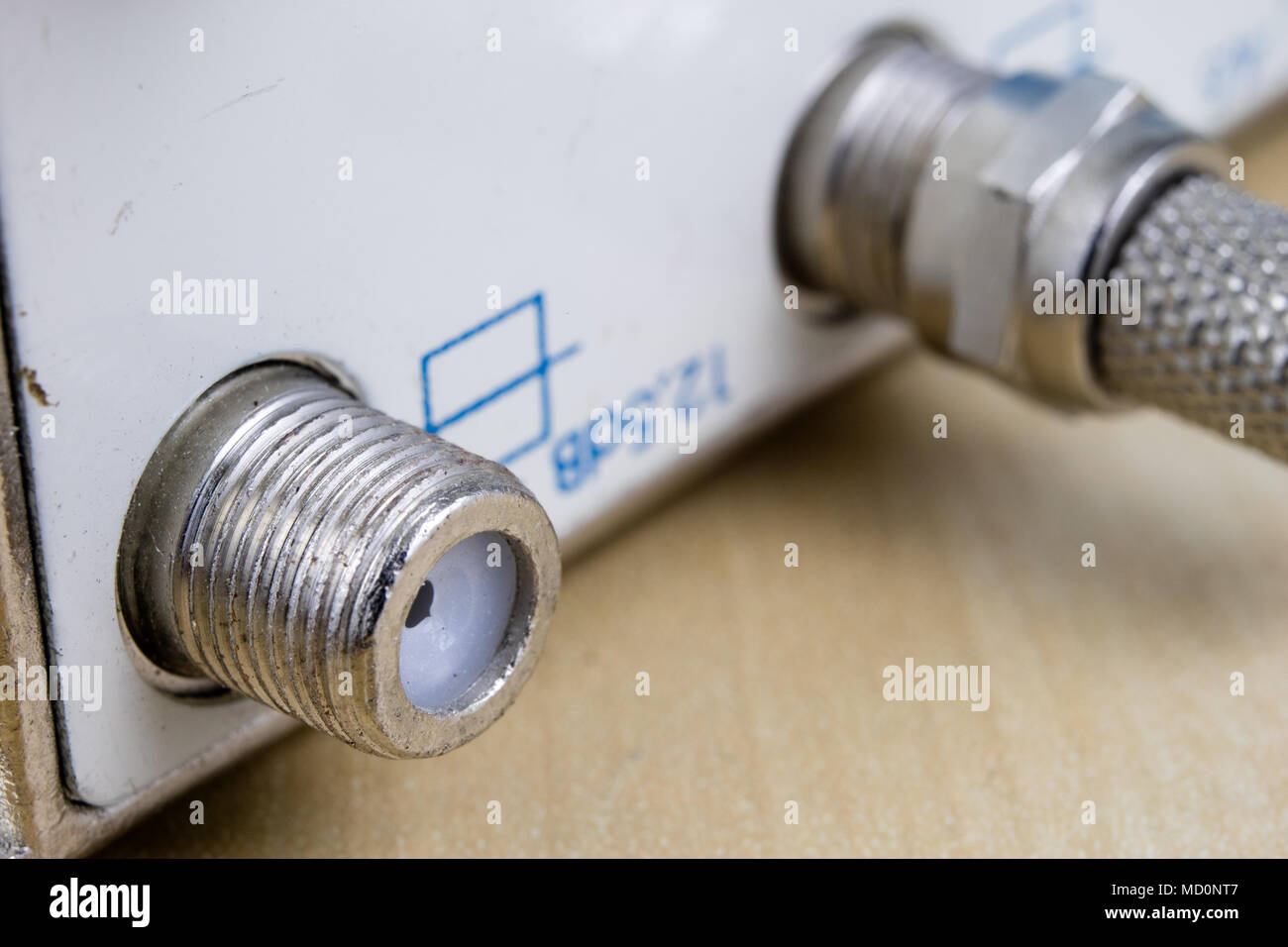 F-type connector in the enlargement. Accessories used for the ...