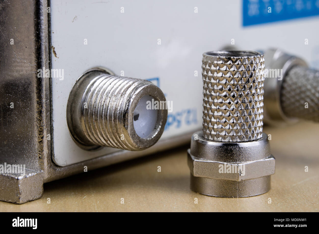 F-type connector in the enlargement. Accessories used for the ...